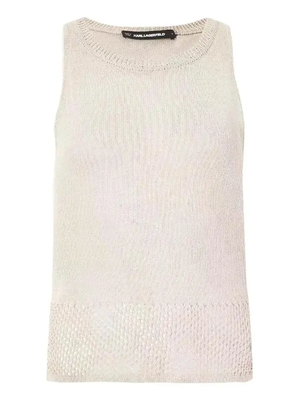 Karl Lagerfeld Beige Crochet-knit Top - Neutrals