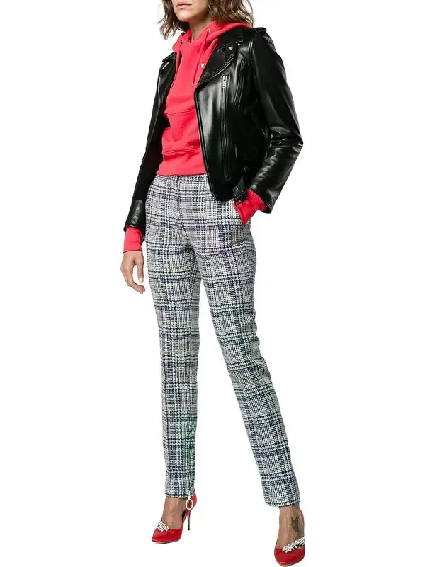 Off-White Tartan High Waisted Trousers - Blue