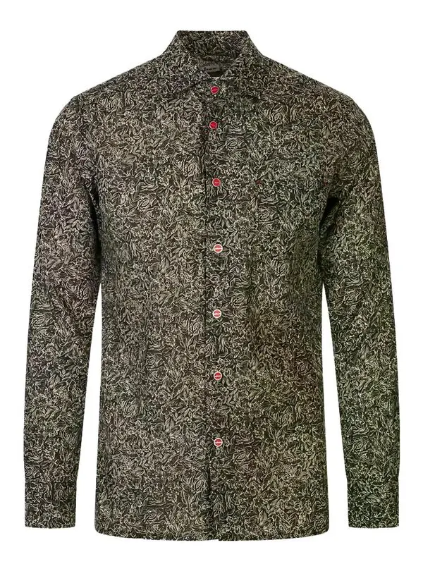 Kiton Floral-print Long-sleeve Shirt - Black