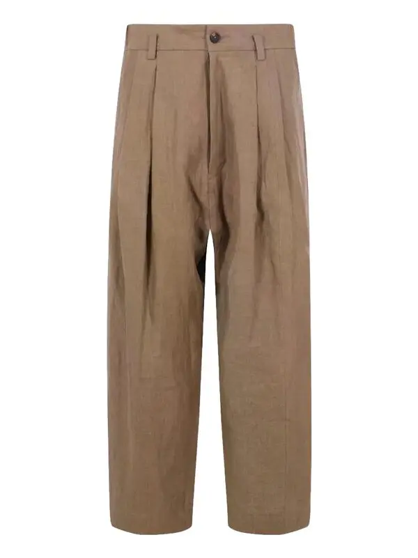 ZIGGY CHEN Pleated Wide Leg Trousers - Neutrals
