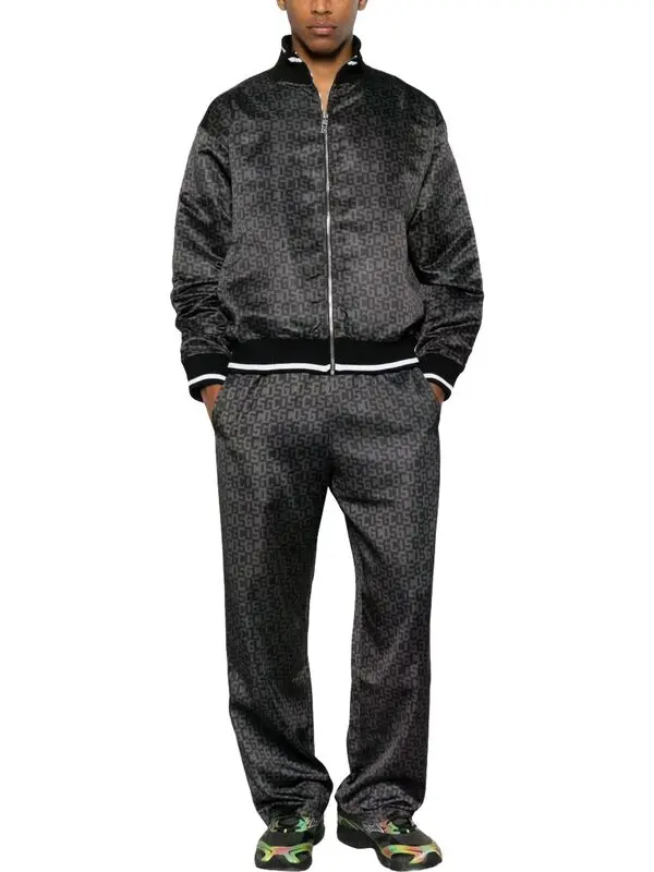Gcds Logo Monogram Zip-up Jacket - Black