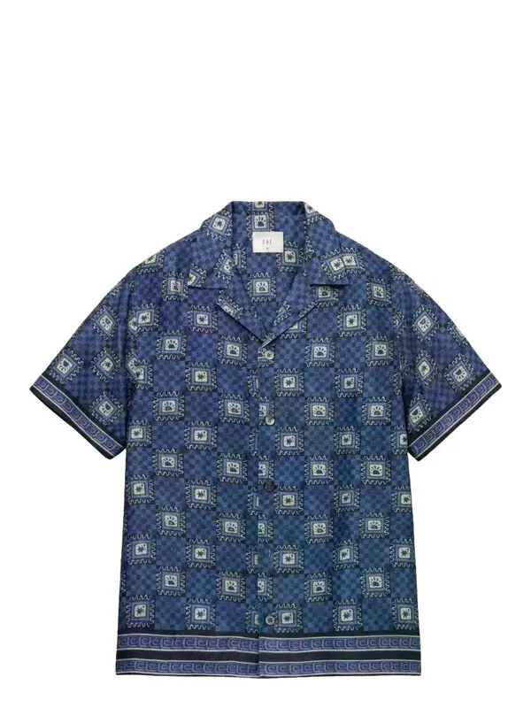 CHÉ STUDIOS Telha Geometric-print Linen Shirt - Blue