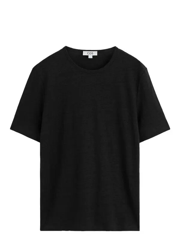 Cos Linen-jersey T-shirt - Black
