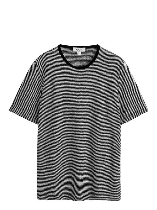 Cos Linen-jersey T-shirt - Black
