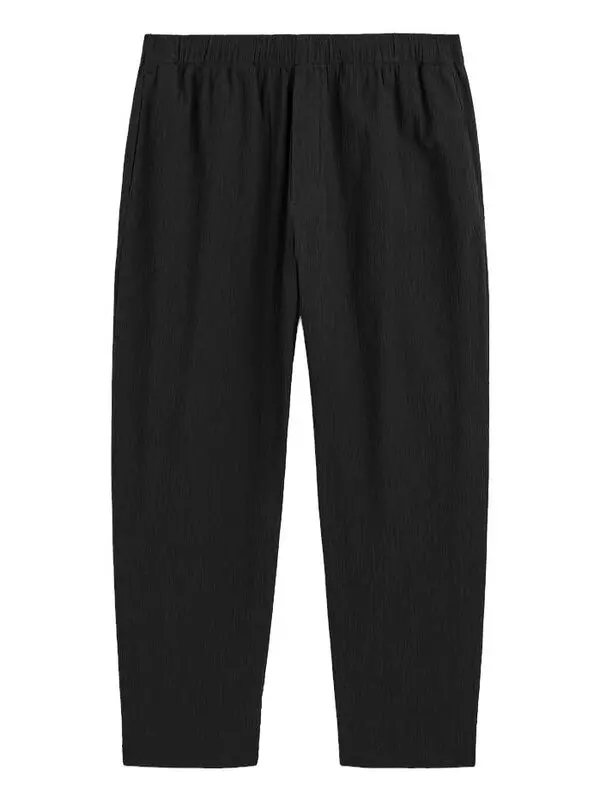 Cos Crinkled Cotton Relaxed-fit Tapered Pants - Black