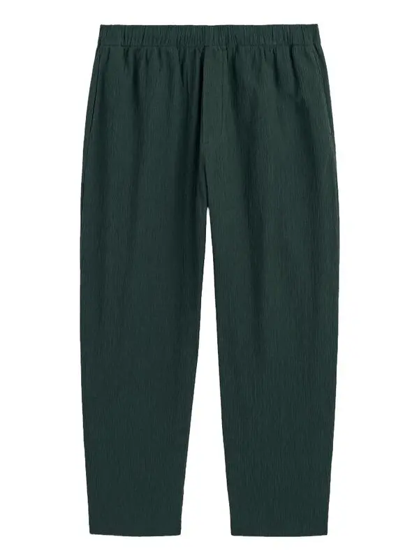 Cos Crinkled Cotton Relaxed-fit Tapered Pants - Green