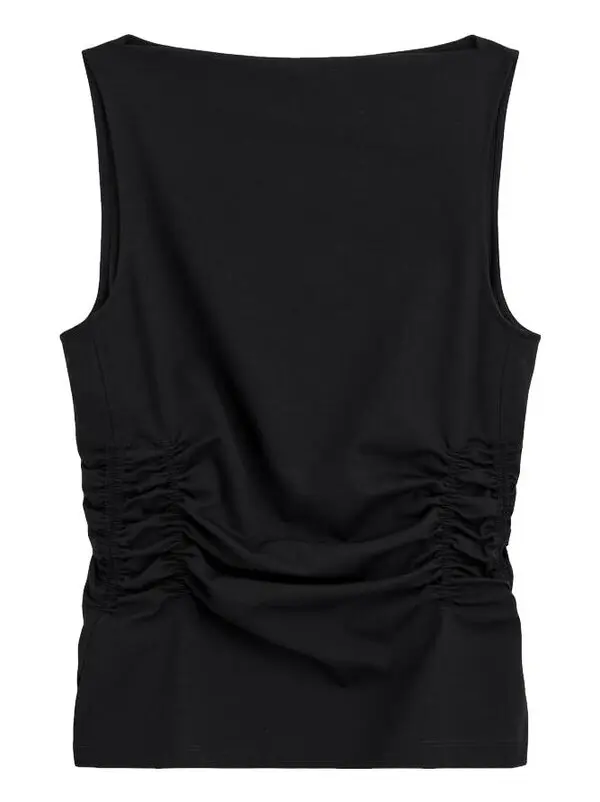 Cos Ruched-waist Cotton-jersey Tank Top - Black