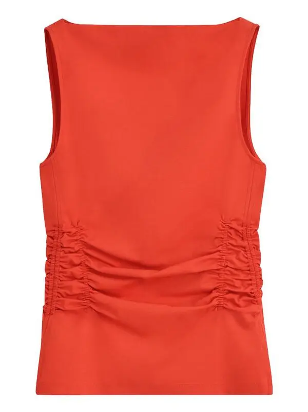 Cos Ruched-waist Cotton-jersey Tank Top - Orange
