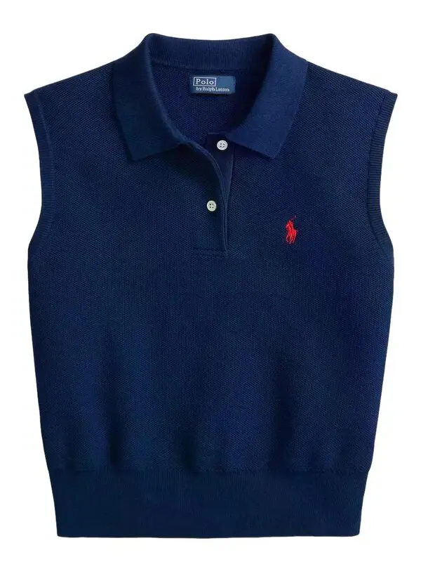 Polo Ralph Lauren Cropped Sleeveless Sweater - Blue