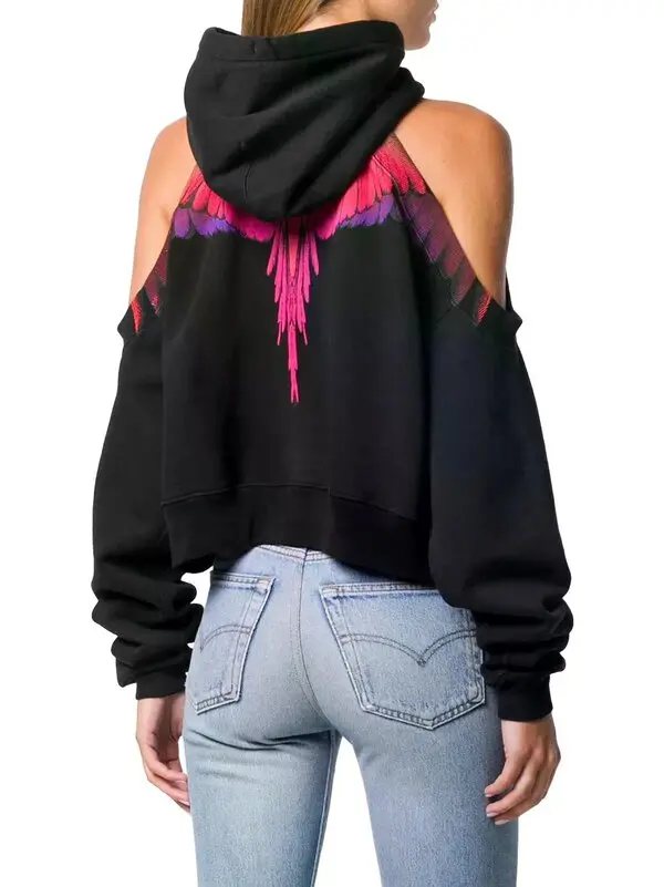 COUNTY OF MILAN Wings Cropped Hoodie - Black