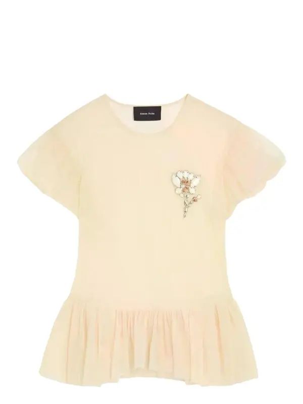Simone Rocha Embellished Organza Blouse - Neutrals