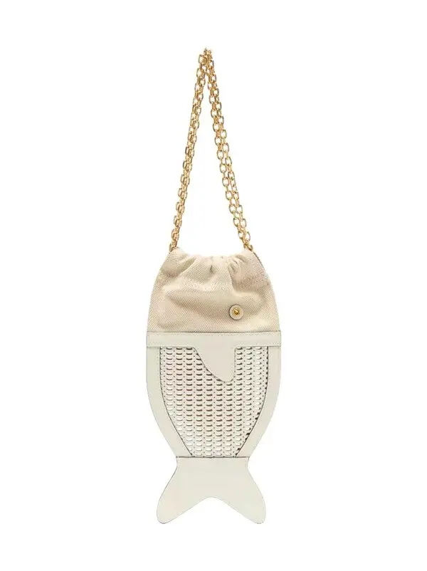 LANCEL Leather Fish Pouch - White