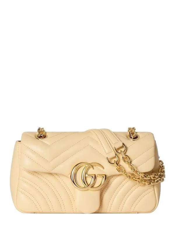 Gucci Gg Marmont Small Shoulder Bag In Matelassé Chevron Nappa Leather - Yellow