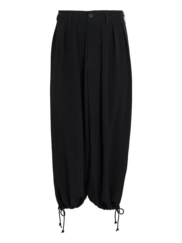 Yohji Yamamoto Draped Balloon Trousers With Drawstring Cuffs - Black