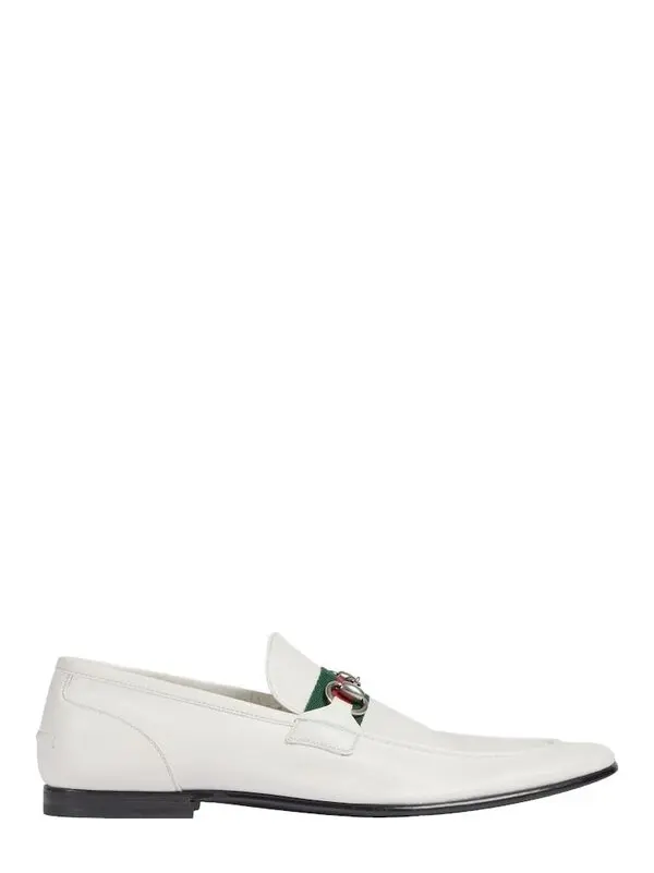Gucci Loafer With Horsebit And Web Detail - White