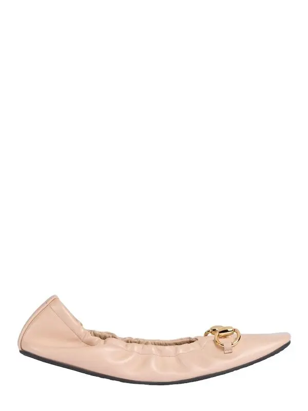 Gucci Prima Ballerina Leather Flats With Horsebit Detail - Pink