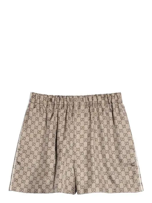 Gucci Printed Silk Twill Shorts - Beige