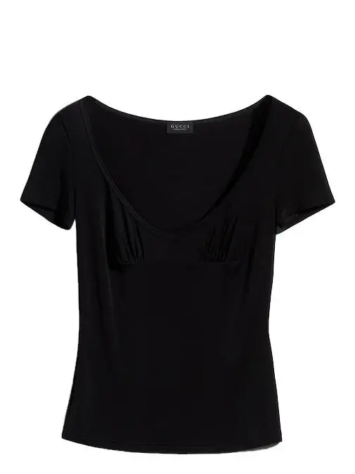 Gucci Viscose Jersey T-shirt With Metal Tag - Black