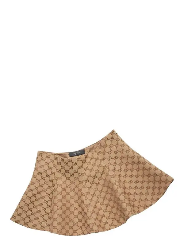 Gucci Gg Cotton Canvas Flounced Skirt - Brown