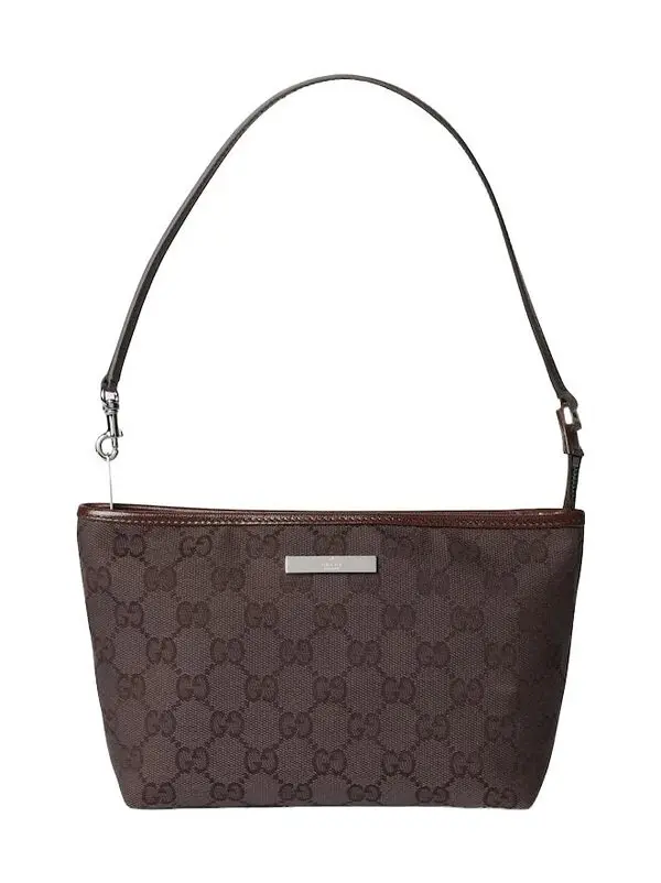 Gucci Gg Canvas Small Pouch With Strap - Beige