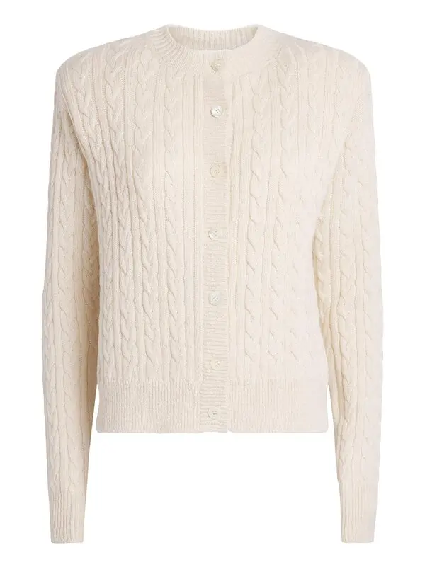 RÓHE Cable-knit Merino Wool-cotton Cardigan - Beige
