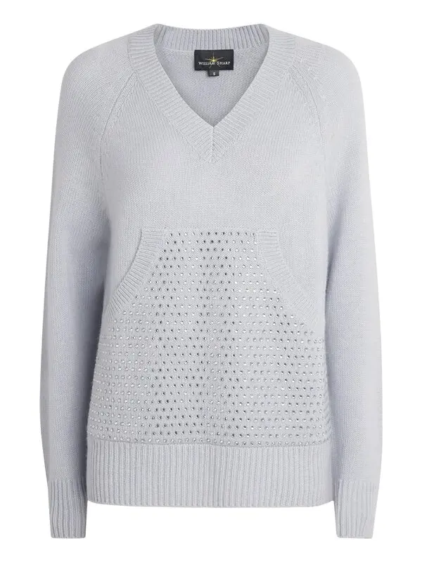 WILLIAM SHARP Cashmere Crystal-embellished V-neck Sweater - Blue