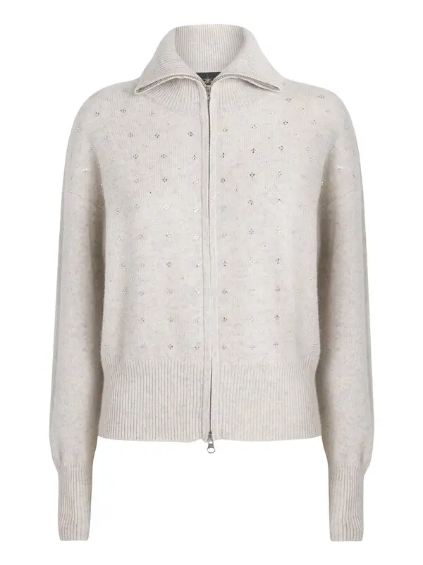 WILLIAM SHARP Cashmere Crystal-embellished Zip-up Bomber Jacket - Grey