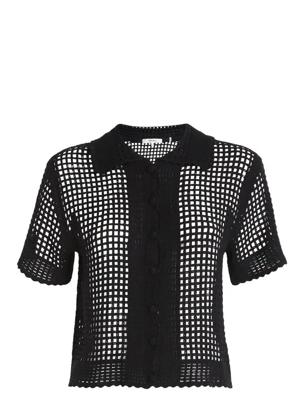 FRAME Crochet Button-up Shirt - Black