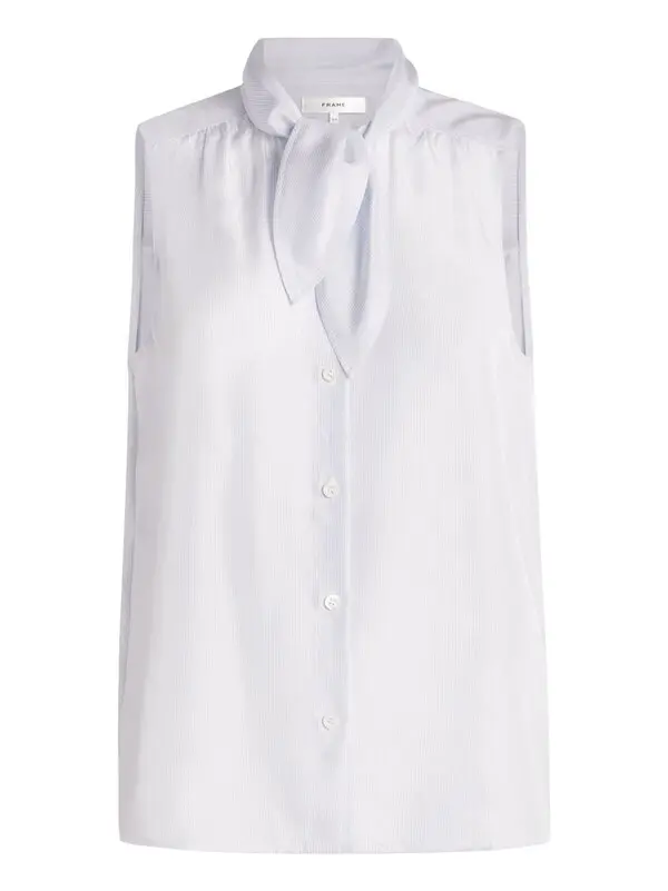 FRAME Silk Stripe The Novelist Shirt - Blue
