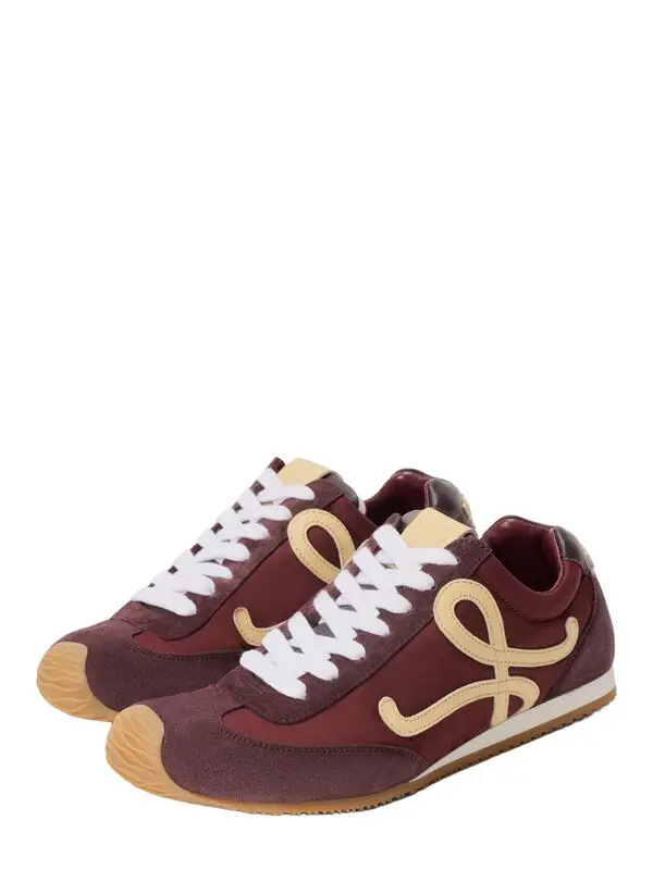 Loewe Ballet Runner 2.0 Suede And Nylon Sneakers - Copper Red/vanilla/aubergine