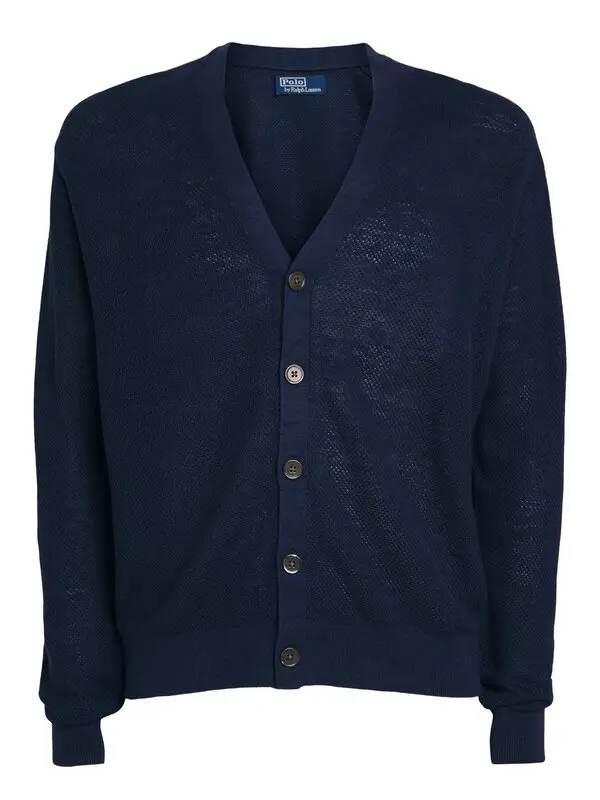 Polo Ralph Lauren Relaxed Linen V-neck Cardigan - Navy