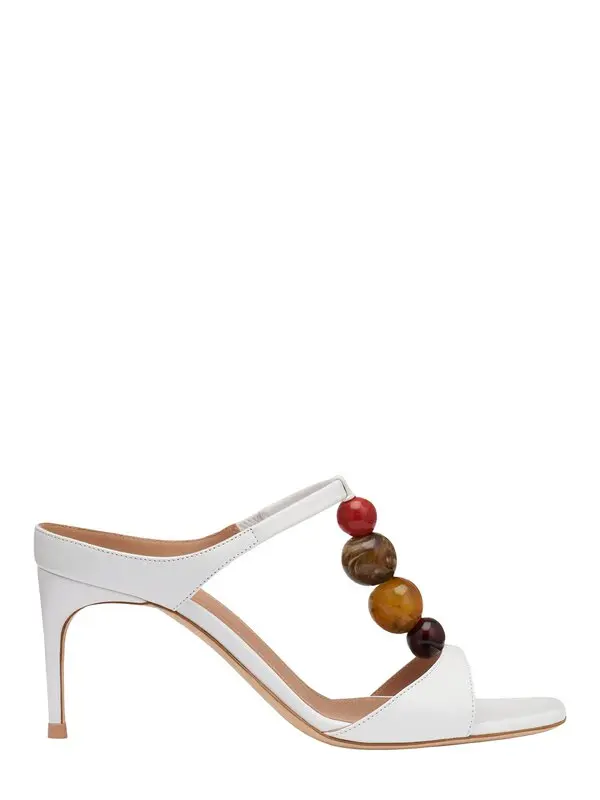 MALONE SOULIERS Leather Beaded Lena Heeled Sandals - White