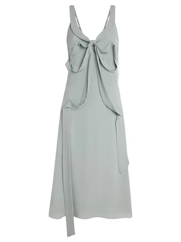Acne Studios Silk Bow Appliqué Midi Dress - Green