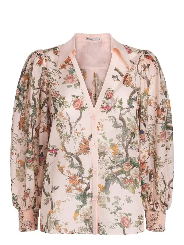 Alice + Olivia Cotton-silk Floral Blouse - Pink