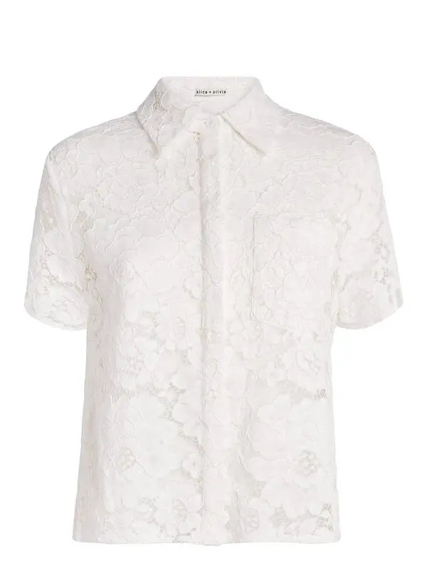 Alice + Olivia Lace Lane Shirt - White