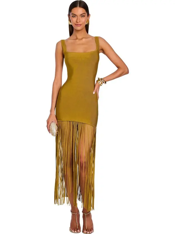 Retrofete Saddler Dress Fringe Maxi Skirt - Ochre