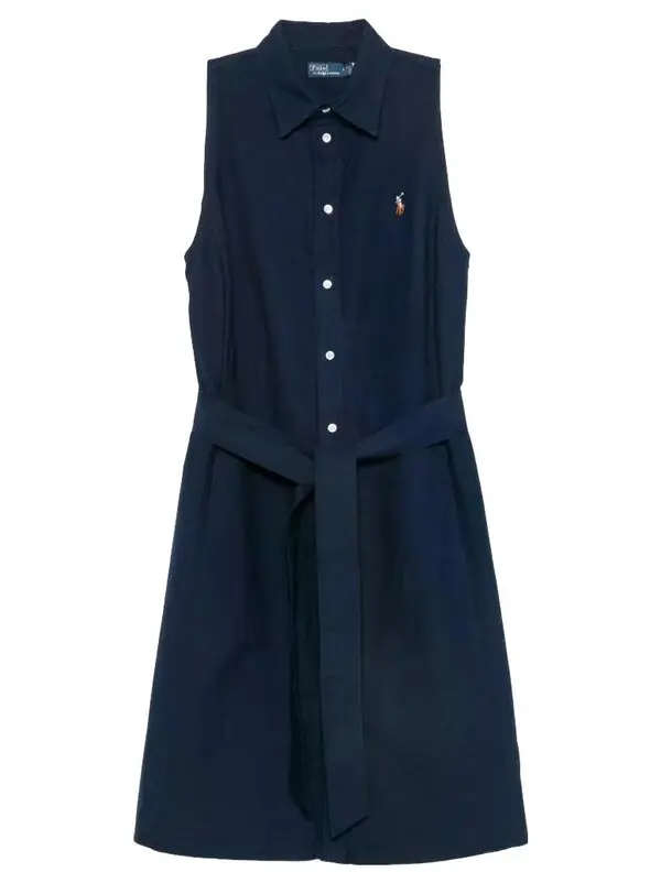 Polo Ralph Lauren Belted Sleeveless Shirt Dress - Blue