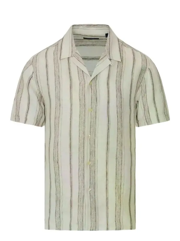 PATRICK ASSARAF Dobby Striped Short-sleeve Shirt - Neutrals