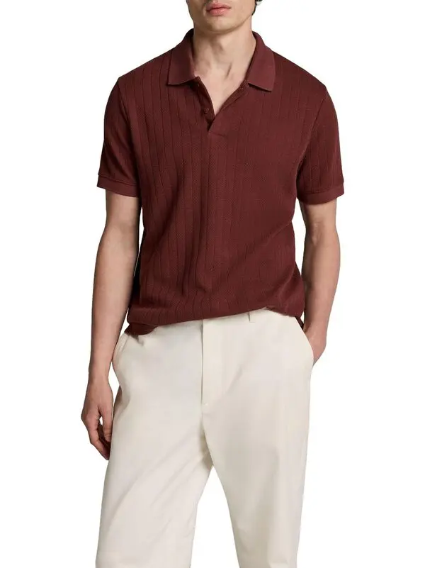 Vince Drop-needle Stripe Pima Cotton Polo Shirt - Deep Satin