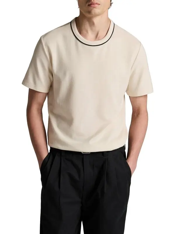 Vince Tipped Pima Cotton Piqué T-shirt - Blanco