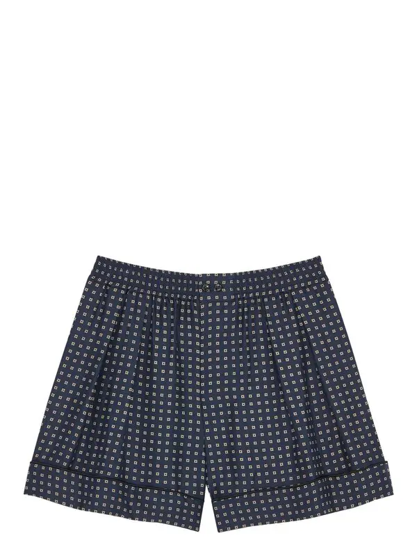 Saint Laurent Silk Satin Pajama Shorts With Wide Leg And Double-pleat - Marine