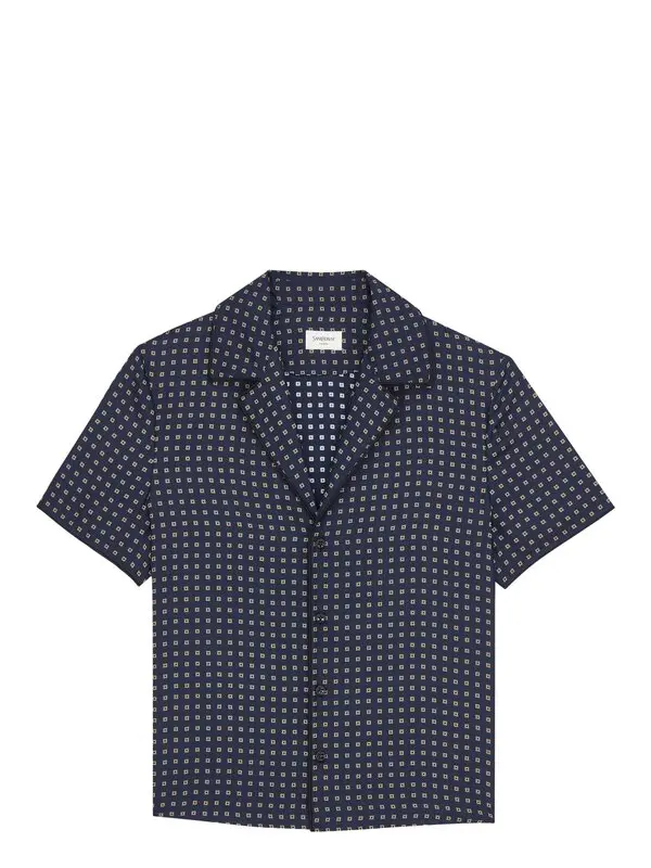 Saint Laurent Silk Satin Pajama Top - Marine