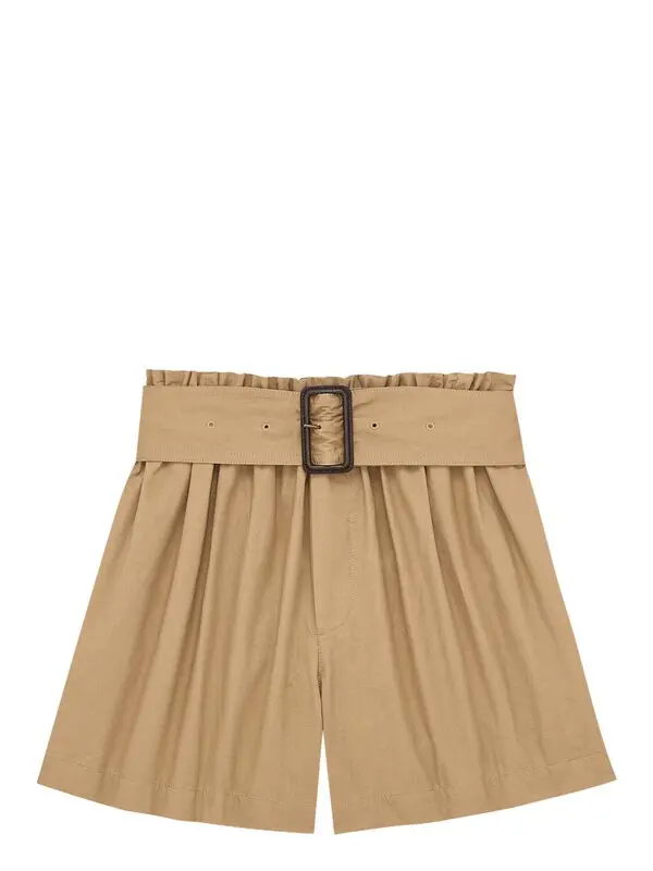 Saint Laurent Paperbag Bermuda Shorts In Cotton - Chatain