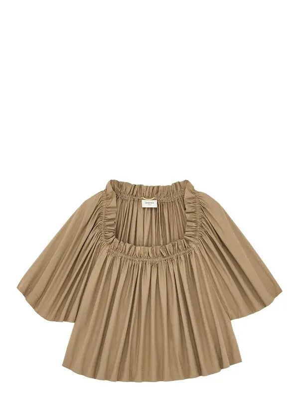 Saint Laurent Ruffled Cotton Top - Chatain