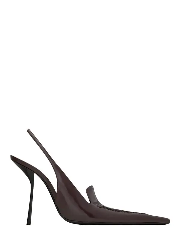 Saint Laurent Voltaire Slingback Pumps In Glazed Leather - Marron Glace