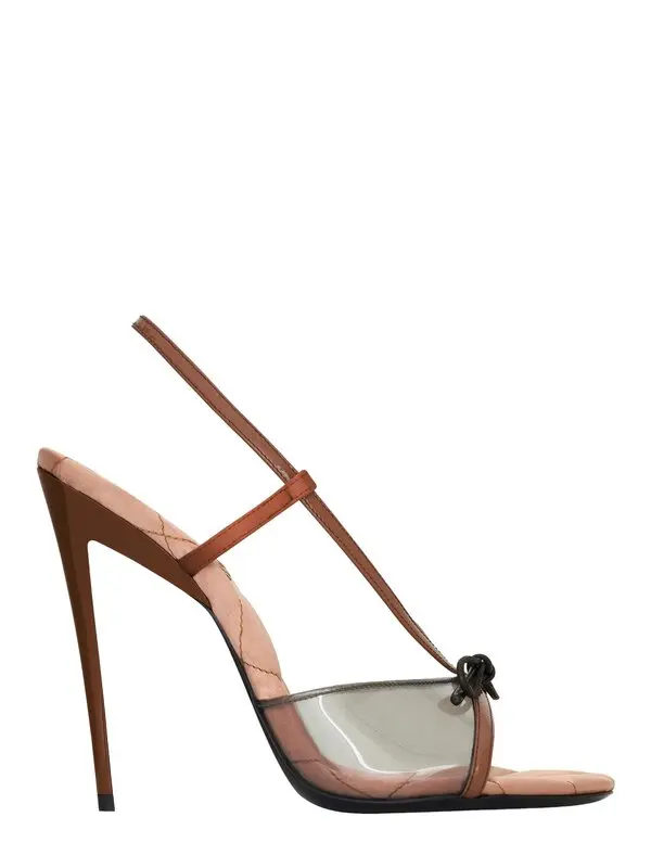 Saint Laurent Tpu And Satin Slingback Sandals - Pink & Burnished Wood