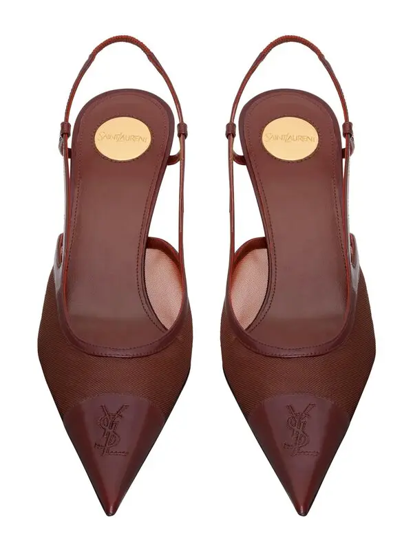 Saint Laurent Renée Slingback Pumps In Mesh - Vintage Bordeaux