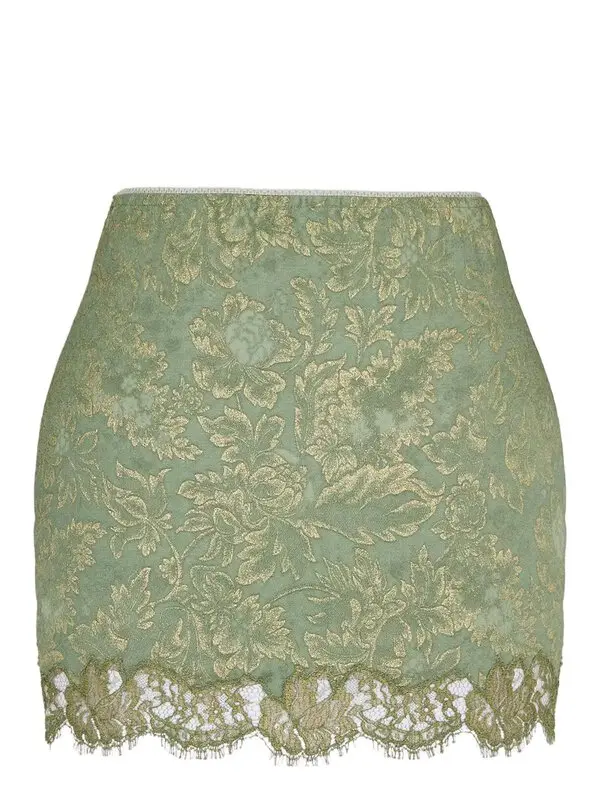 Saint Laurent Baroque Jacquard Lace Mini Skirt - Celadon Or