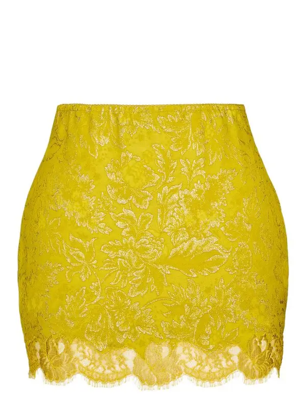 Saint Laurent Baroque Jacquard Lace Mini Skirt - Jaune Acide Or