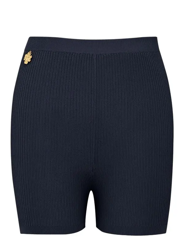 Saint Laurent Rib-knit Cycling Shorts - Bleu Nuit